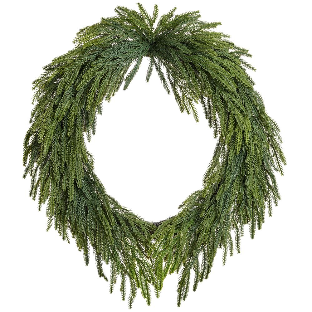 Willow Pine Wreath, Green, 30in - Silk Plant Warehouse